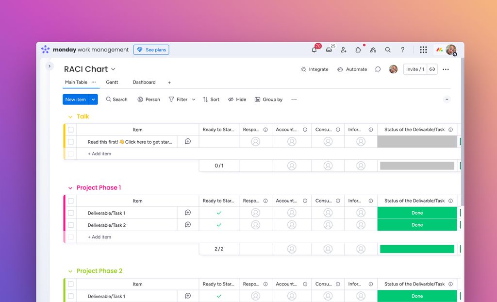 Using a RACI matrix for stakeholder roles with monday.com