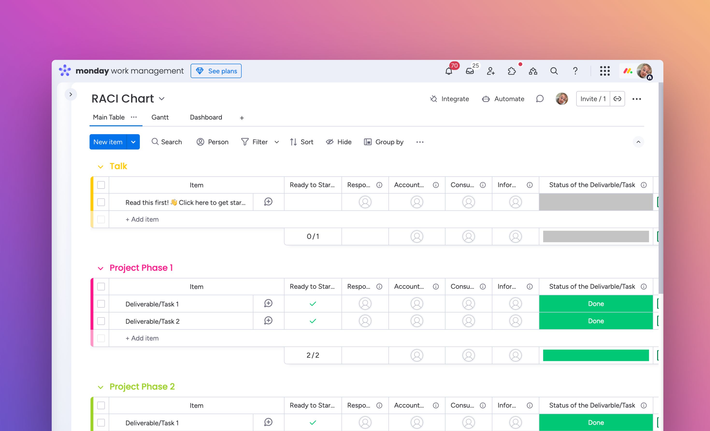 Using a RACI matrix for stakeholder roles with monday.com