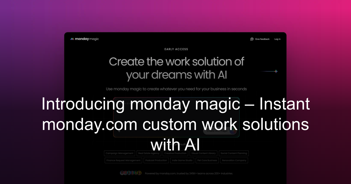 Introducing monday magic – Instant monday.com custom work solutions with AI