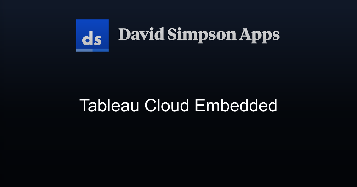 Tableau Cloud Embedded | David Simpson Apps