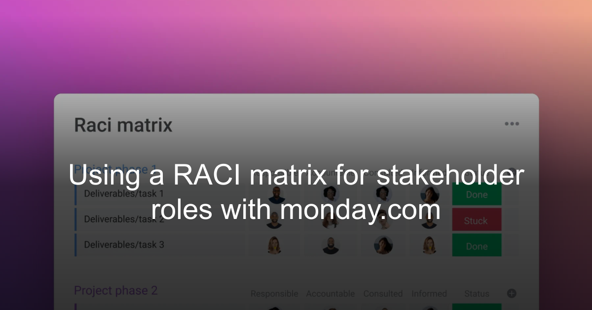 Using a RACI matrix for stakeholder roles with monday.com