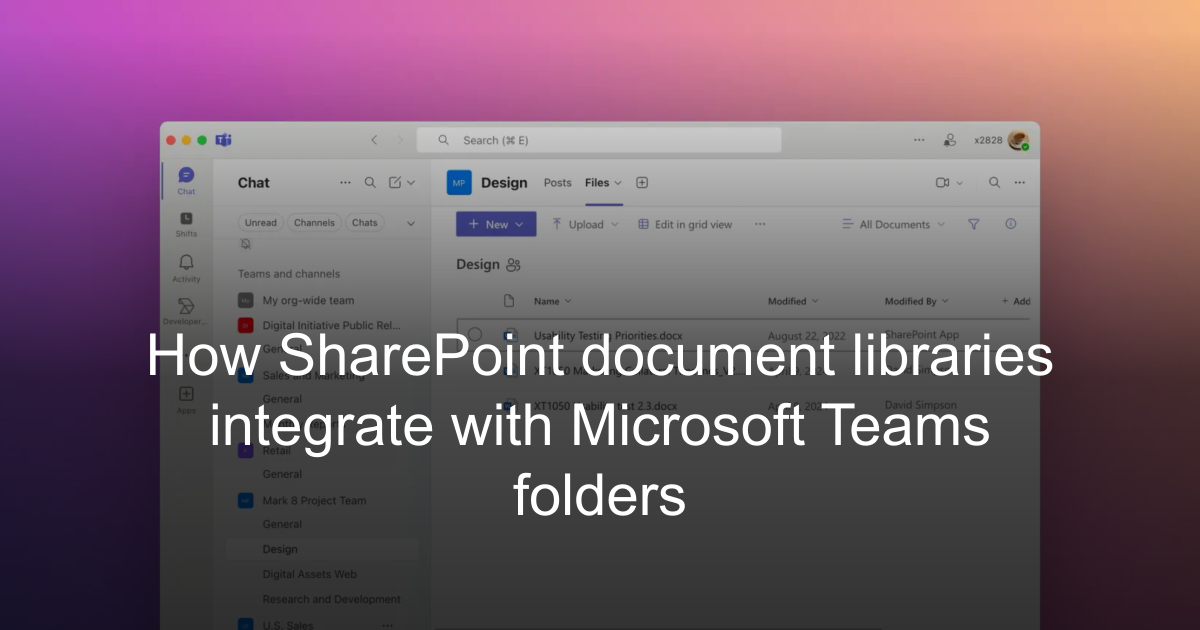 How SharePoint document libraries integrate with Microsoft Teams folders