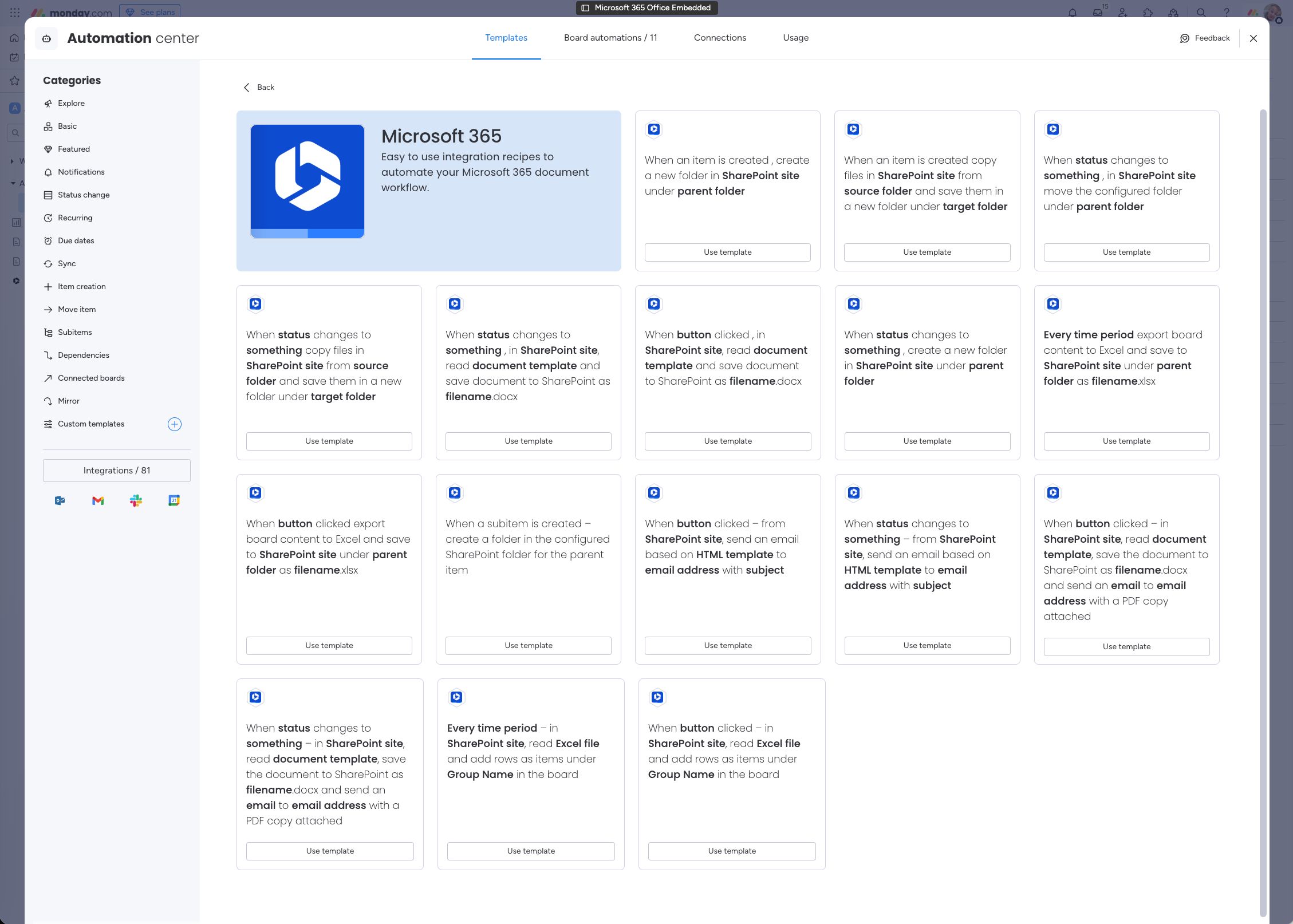 Microsoft 365 SharePoint • Automate & Embed for monday.com | David ...